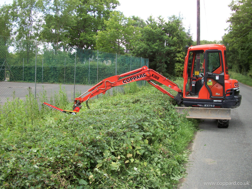 Excavator with Slane Hedge Cutter - Coppard Plant Hire Ltd